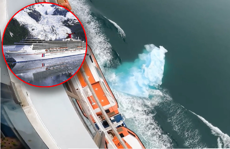 "Titanic moment": Cruise ship passenger captures iceberg collision ...